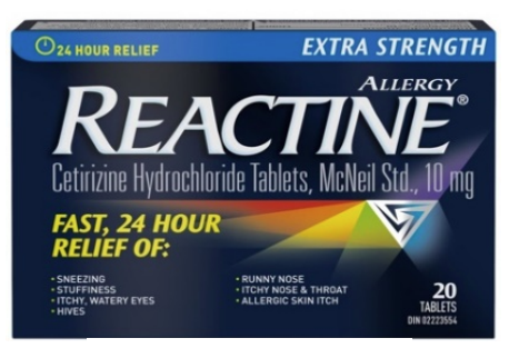 Reactine 10mg 20 Tablets – McKnights Pharmacy
