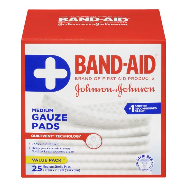 Band-Aid Medium Sterile Gauze Pads Value Pack – McKnights Pharmacy